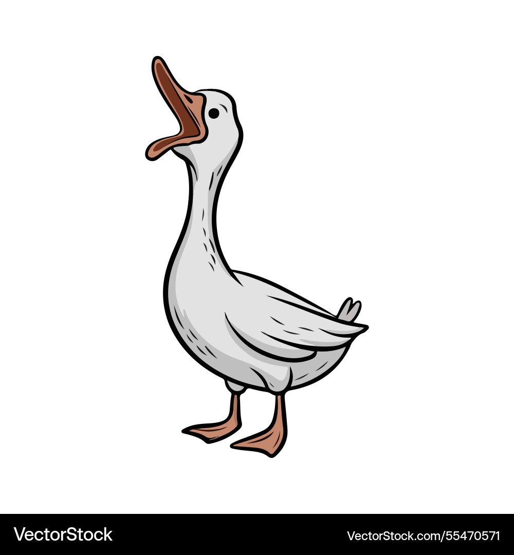 Domestic duck quacking art isolated Royalty Free Vector