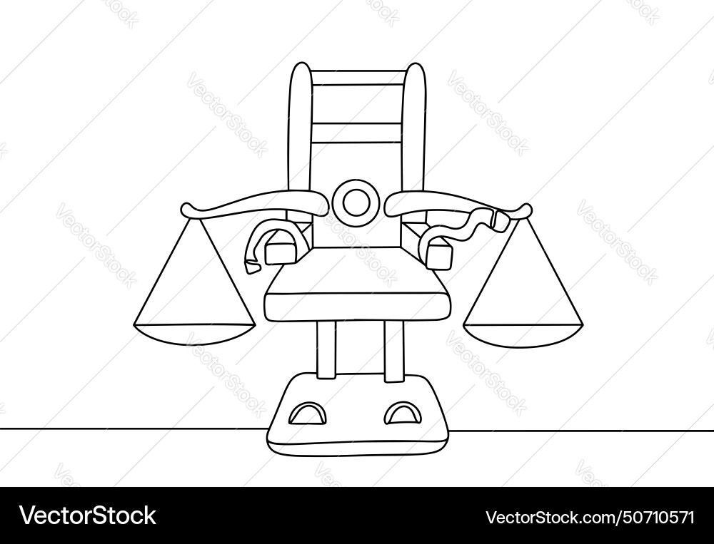 Electric chair scales one line Royalty Free Vector Image