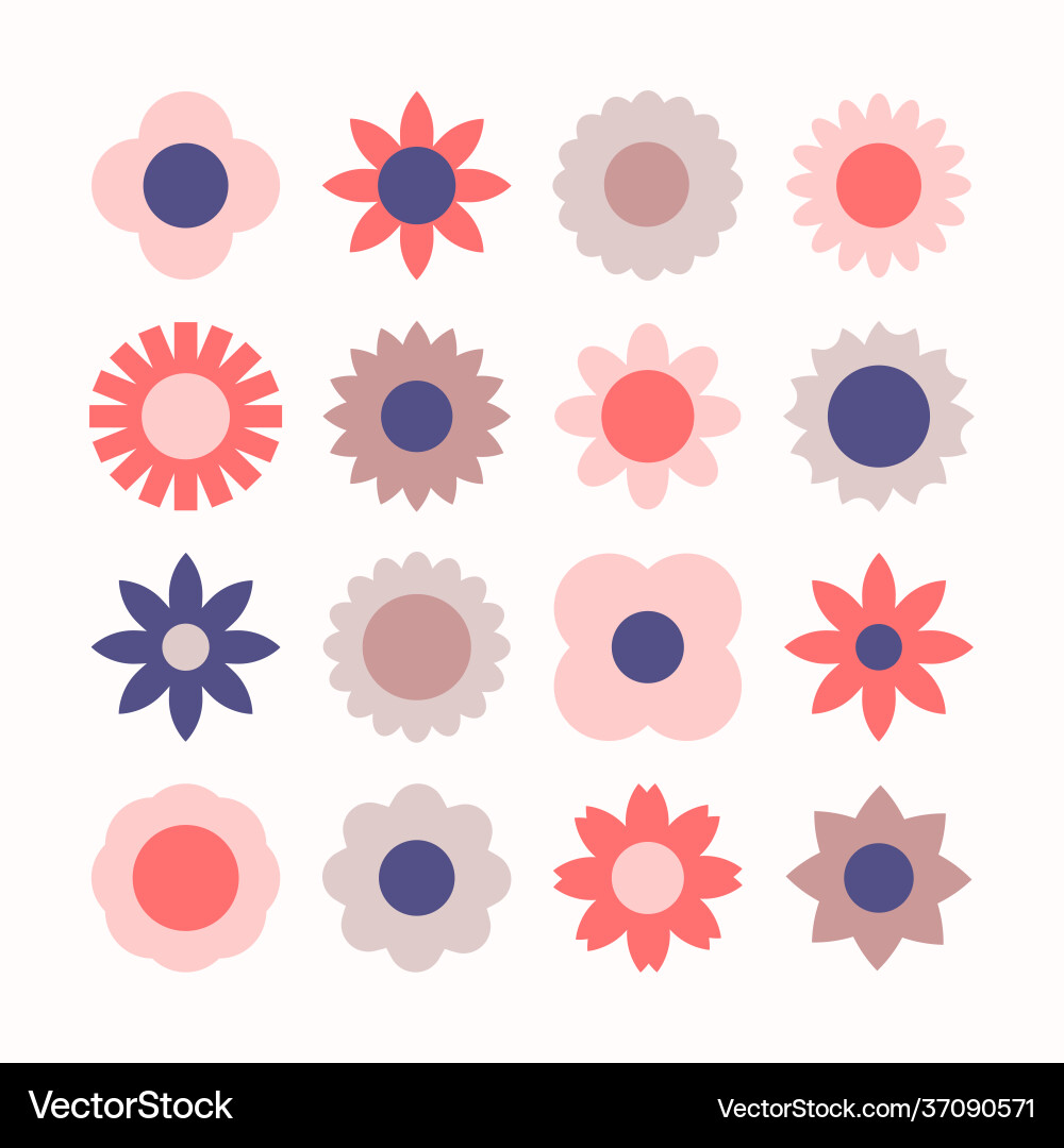 Flower icons collection set Royalty Free Vector Image