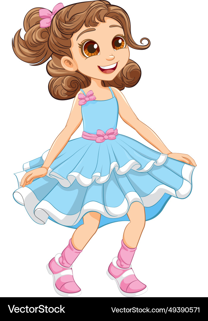 Joyful Cartoon Charakter glücklich Mädchen tanzen