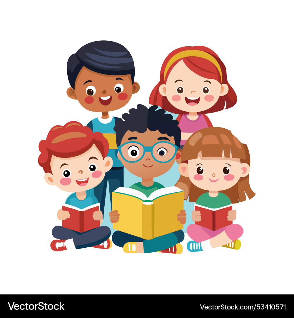 Kids read a book symbol icon Royalty Free Vector Image