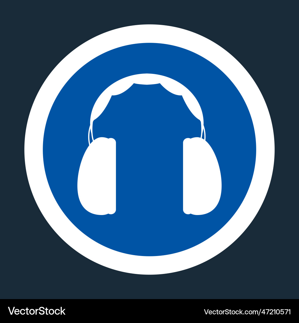Symbol ear protection required sign on black Vector Image