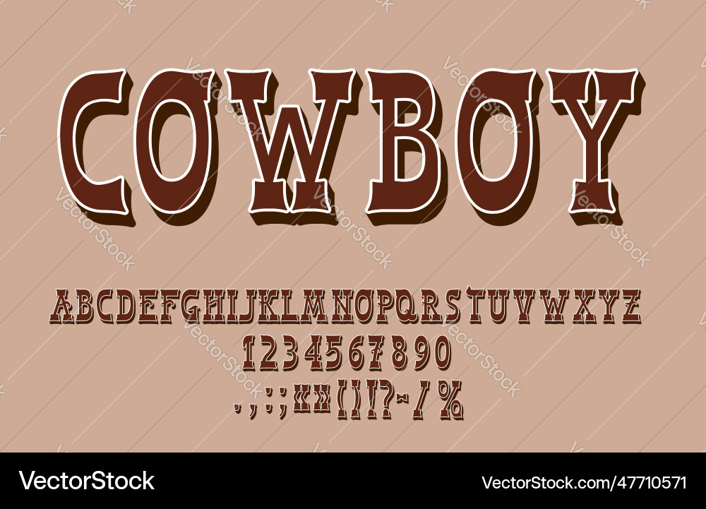 Western rodeo font texas type wild west typeface Vector Image