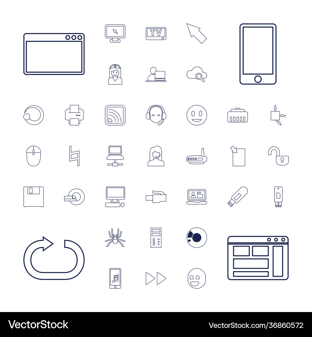 37 Computersymbole Lizenzfreies Vektorbild - VectorStock