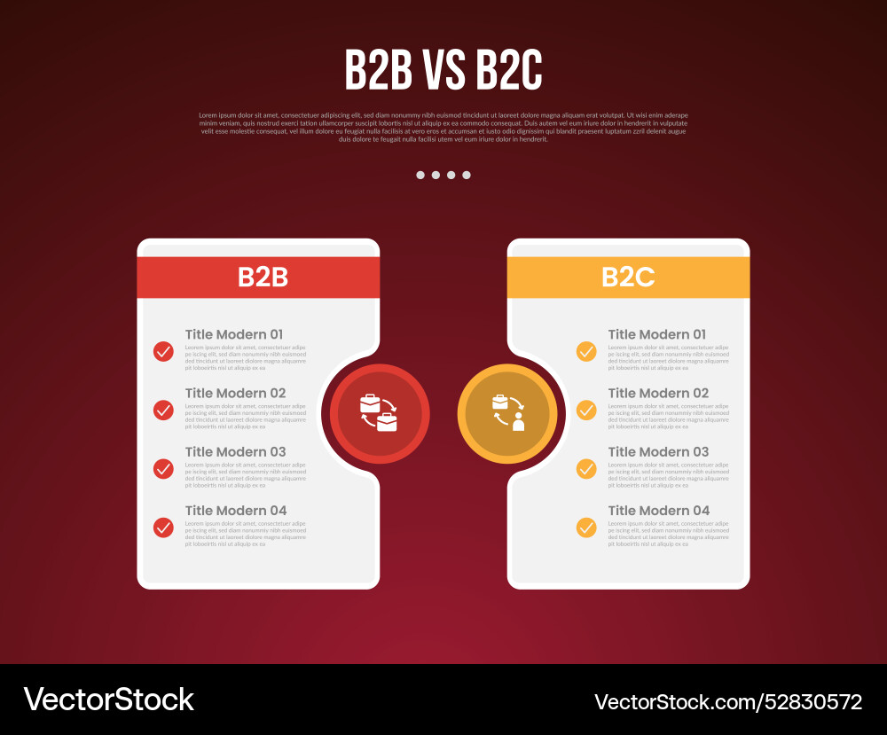 B2b vs b2c business infographic for comparison Vector Image