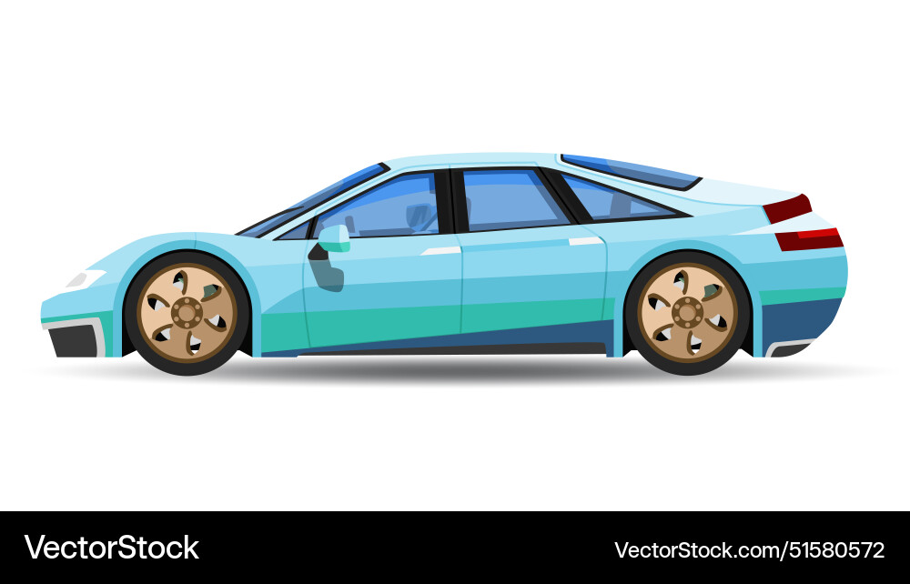 Blue sedan car with driving man inside Royalty Free Vector