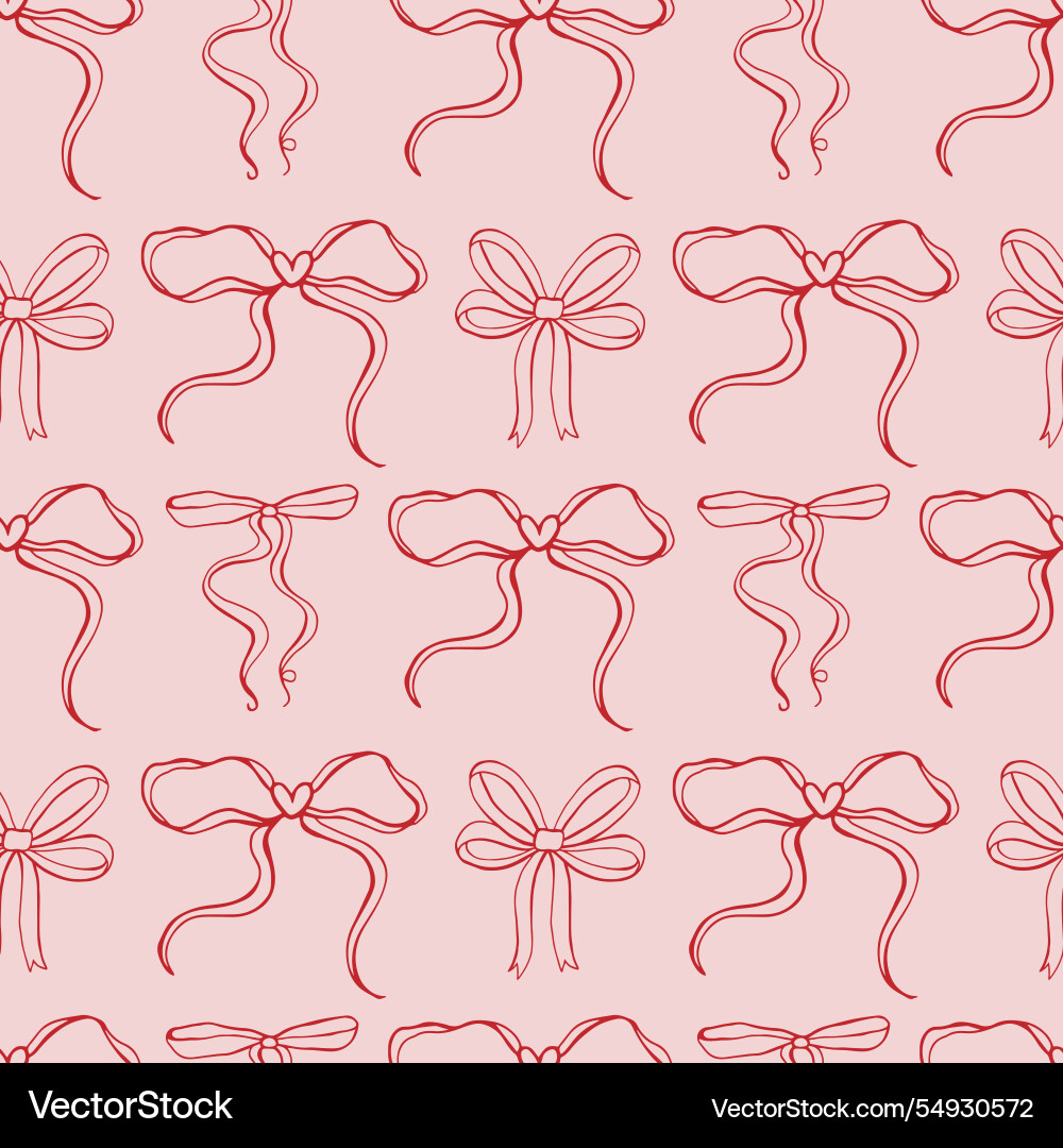 Cherry bow whimsical doodle hand drawn seamless Vector Image