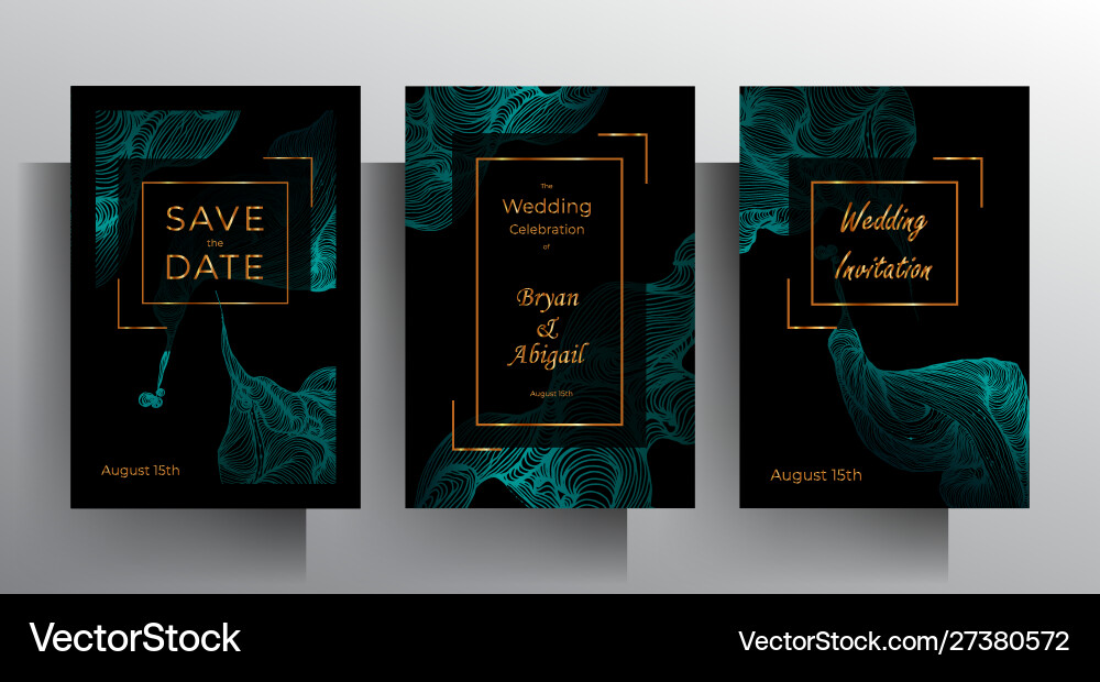 Design wedding invitation template set turquoise Vector Image