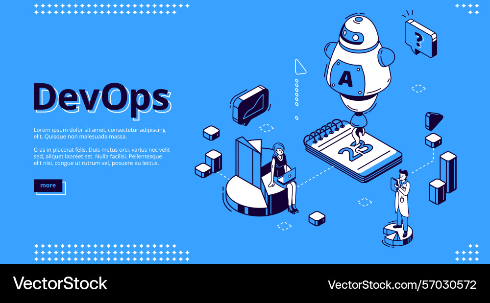 Devops isometric banner development and operation Vector Image