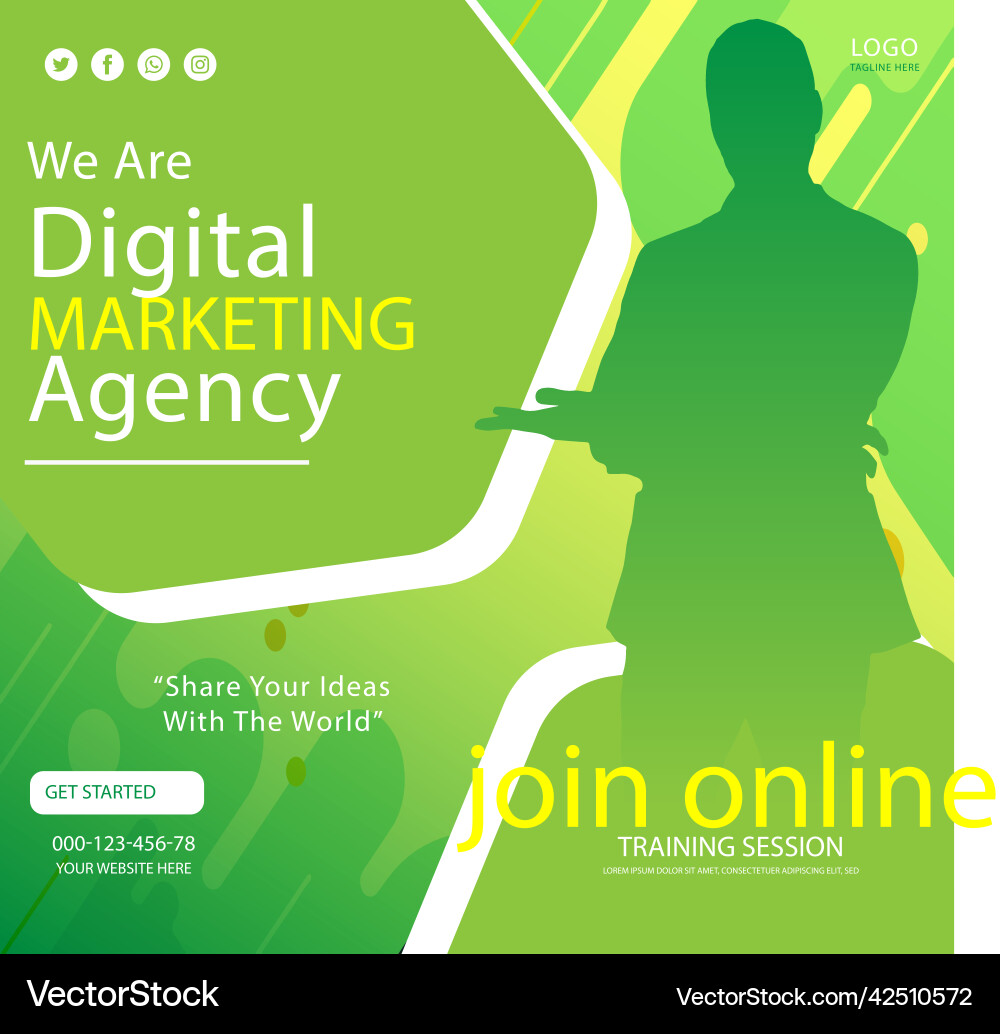 Green background marketing agency Royalty Free Vector Image