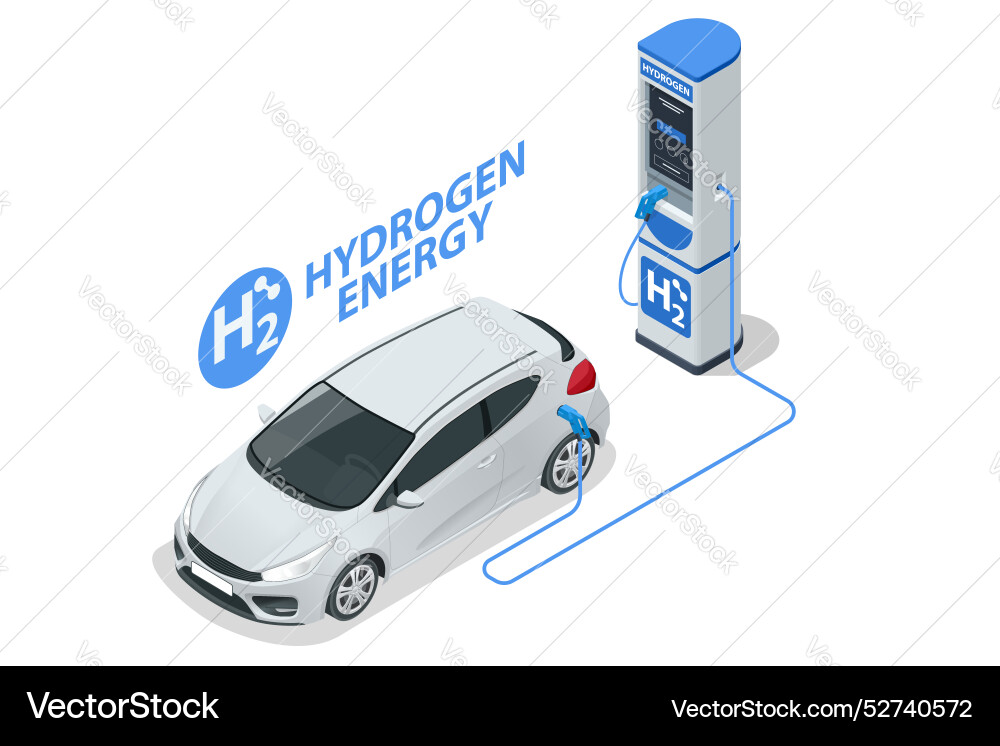 Isometric hydrogen energy car alternative Vector Image