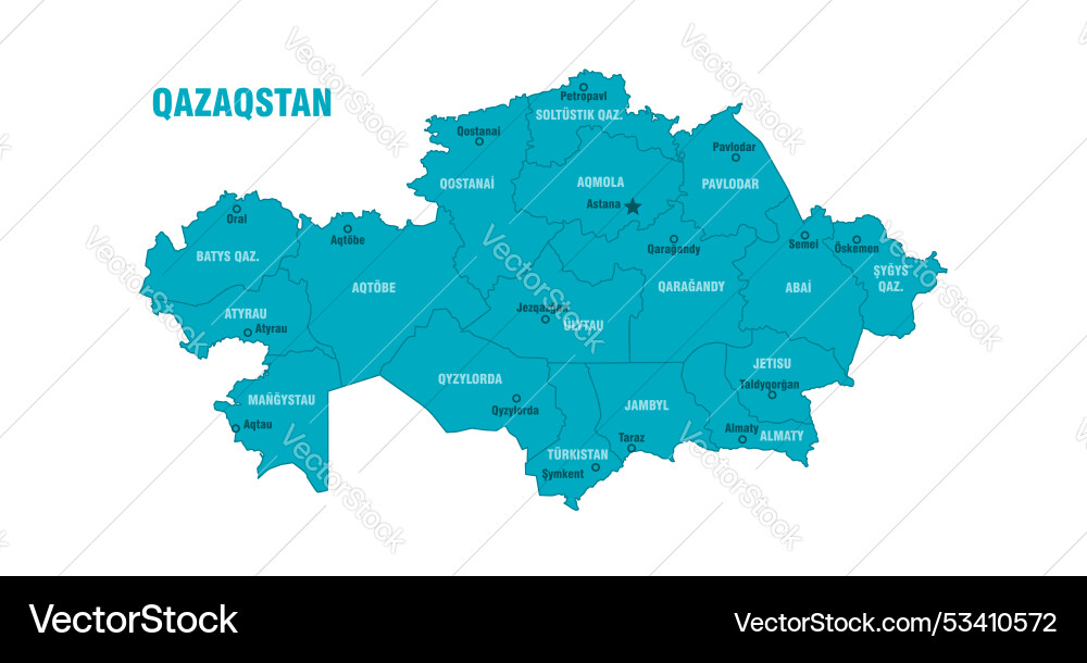 Map of kazakhstan qaz 1 Royalty Free Vector Image
