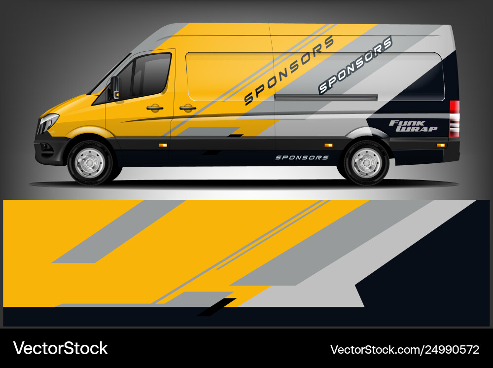 Modern Van Car Wrap Graphics Royalty Free Vector Image