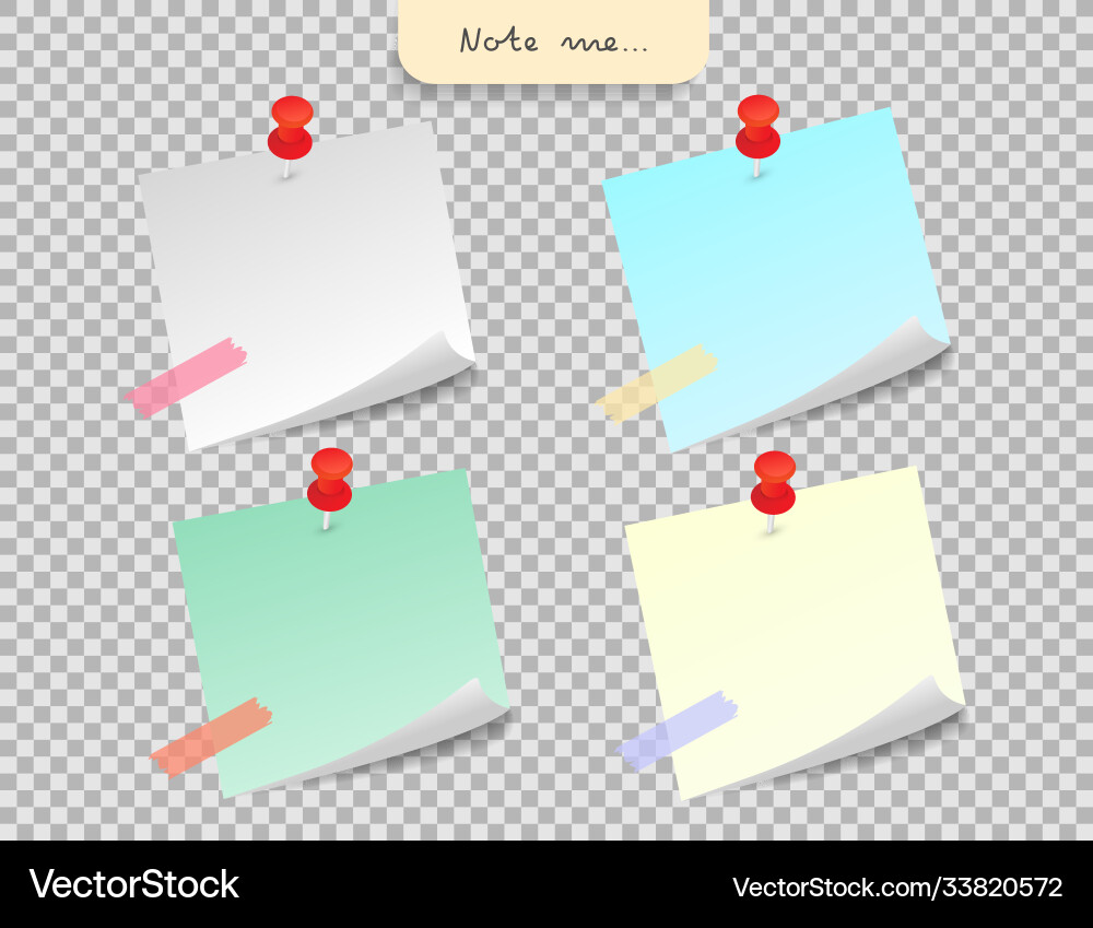 Paper note and office elements reminder object Vector Image