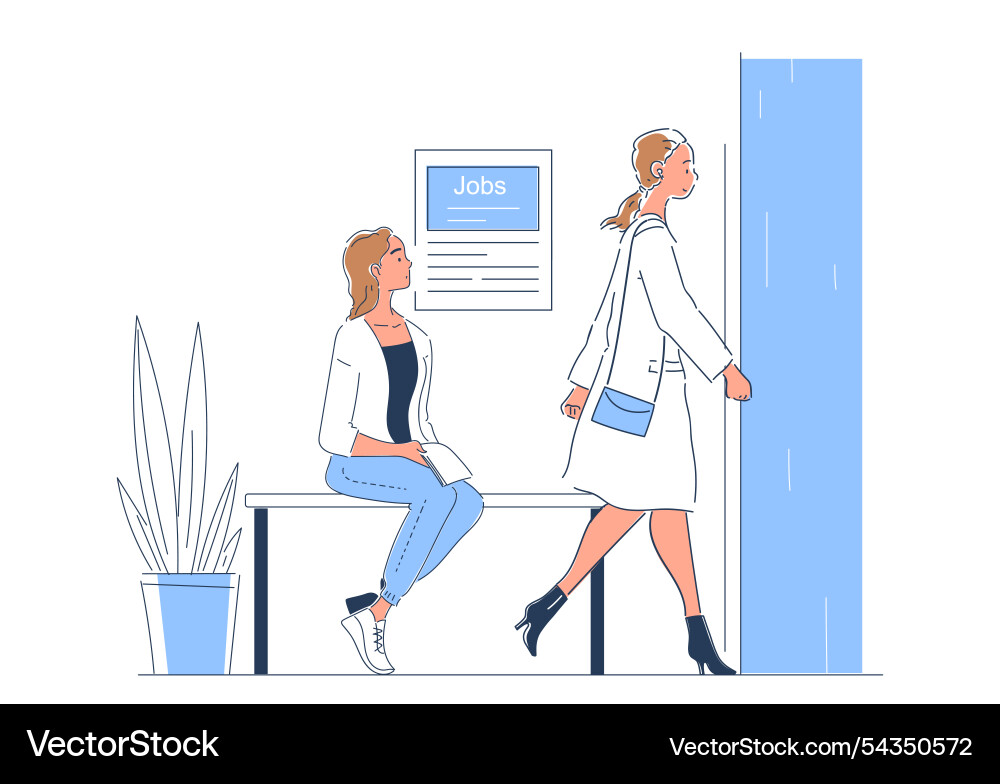 Queue to working interview women waiting Vector Image