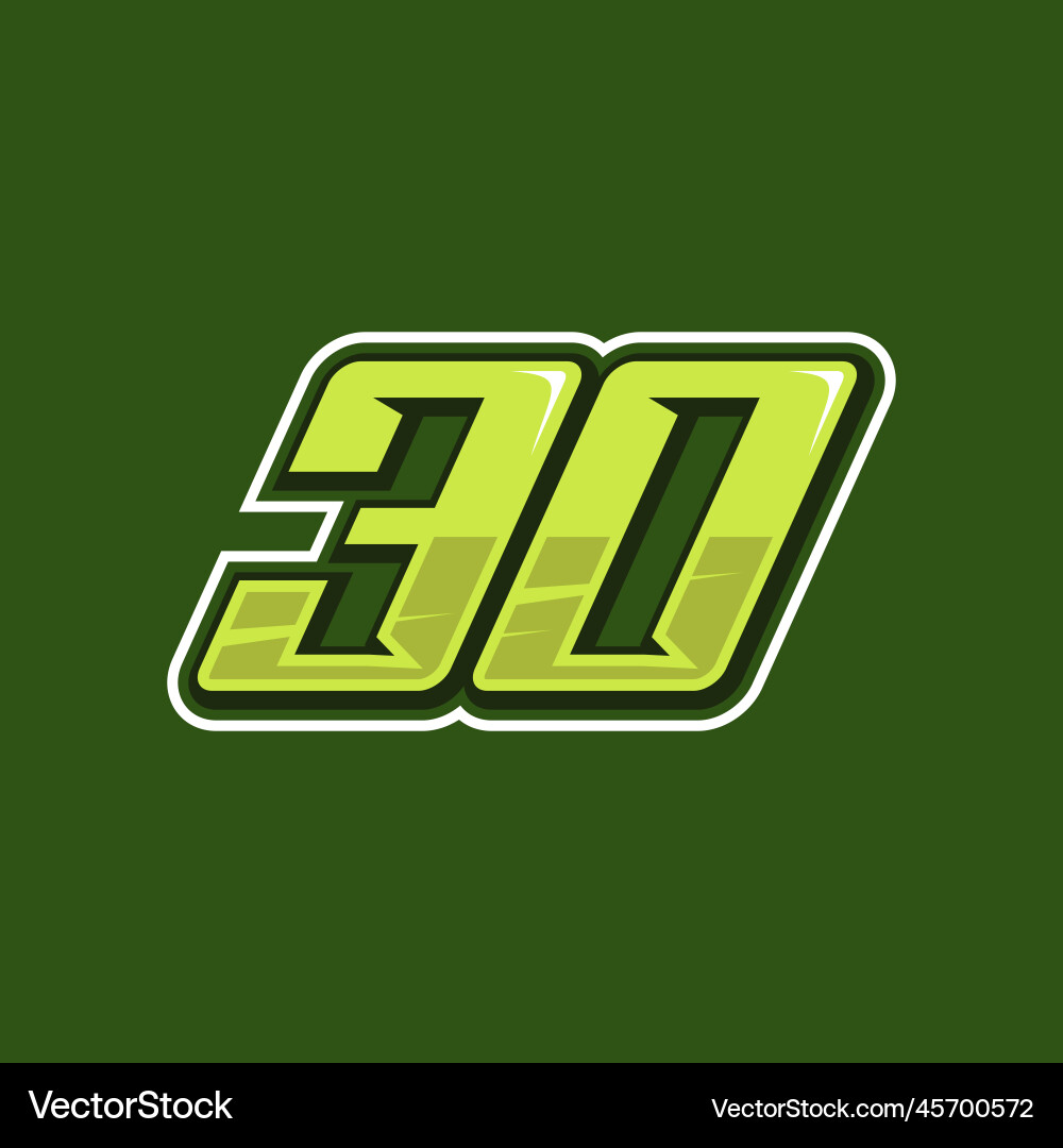 Racing number 30 logo design Royalty Free Vector Image