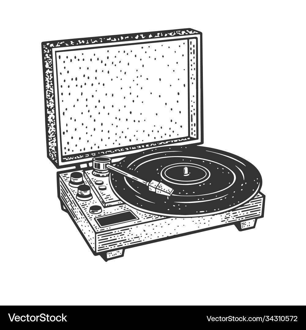 Turntable record player sketch Royalty Free Vector Image