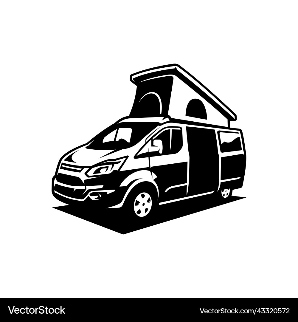Van car with pop up tent Royalty Free Vector Image
