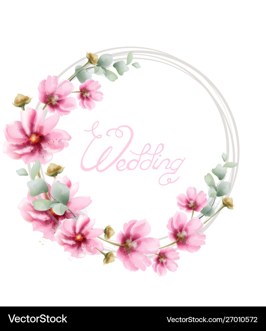 Wedding wreath with summer colorful flowers Vector Image
