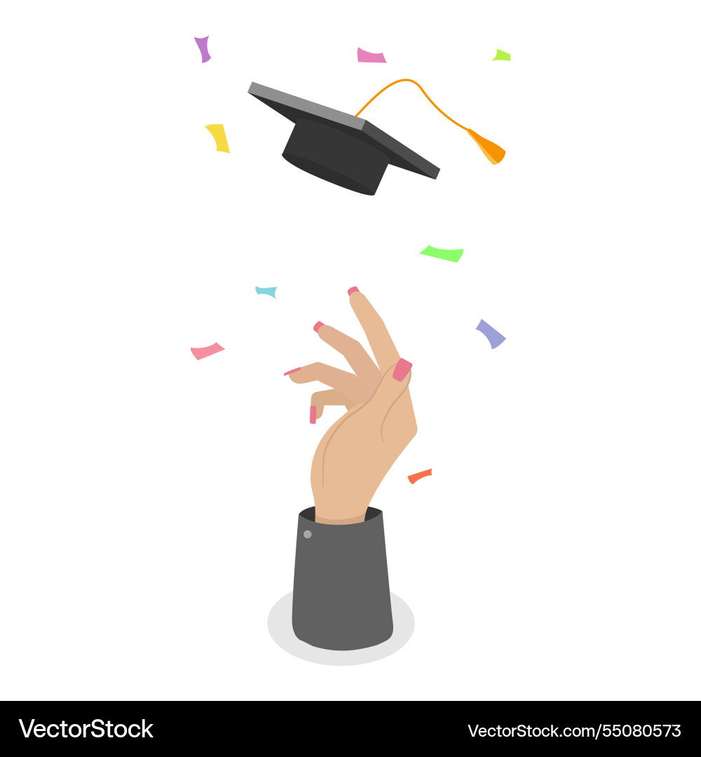 3d isometric flat set of graduate students Vector Image