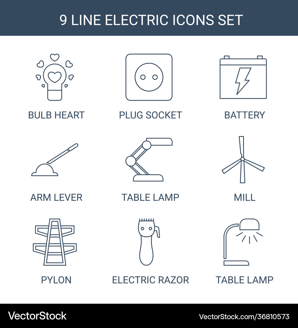 9 electric icons Royalty Free Vector Image - VectorStock