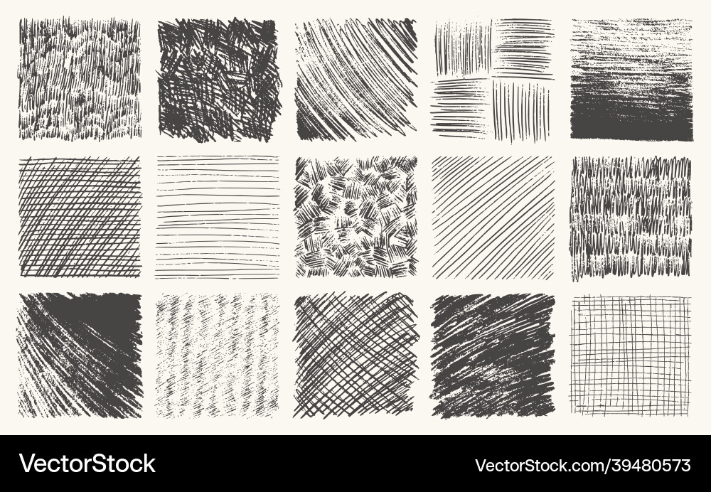 Black Pencil Hatch Texture Set Royalty Free Vector Image
