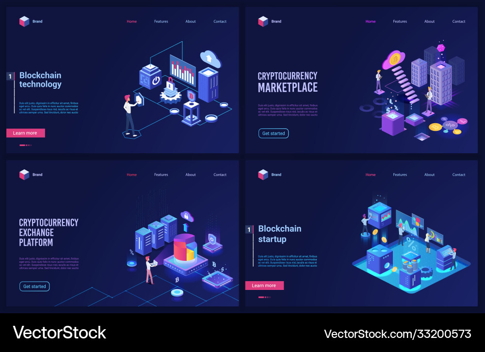Blockchain cryptocurrency marketplace technology Vector Image