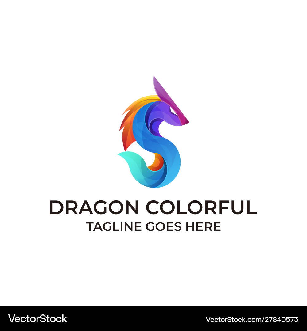Dragon colorful design concept template Royalty Free Vector