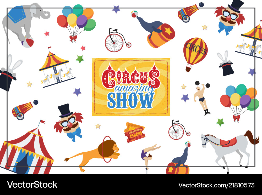 Flat circus colorful concept – Royalty-Free Vector | VectorStock