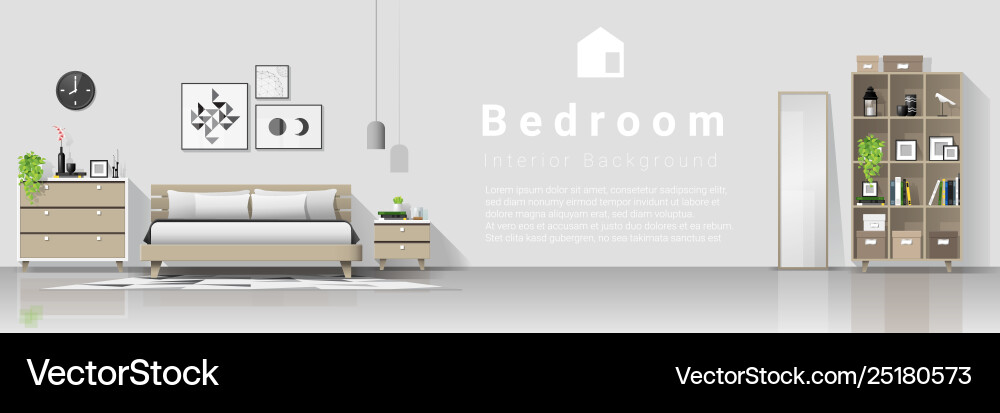 Interior background with modern cozy bedroom Vector Image