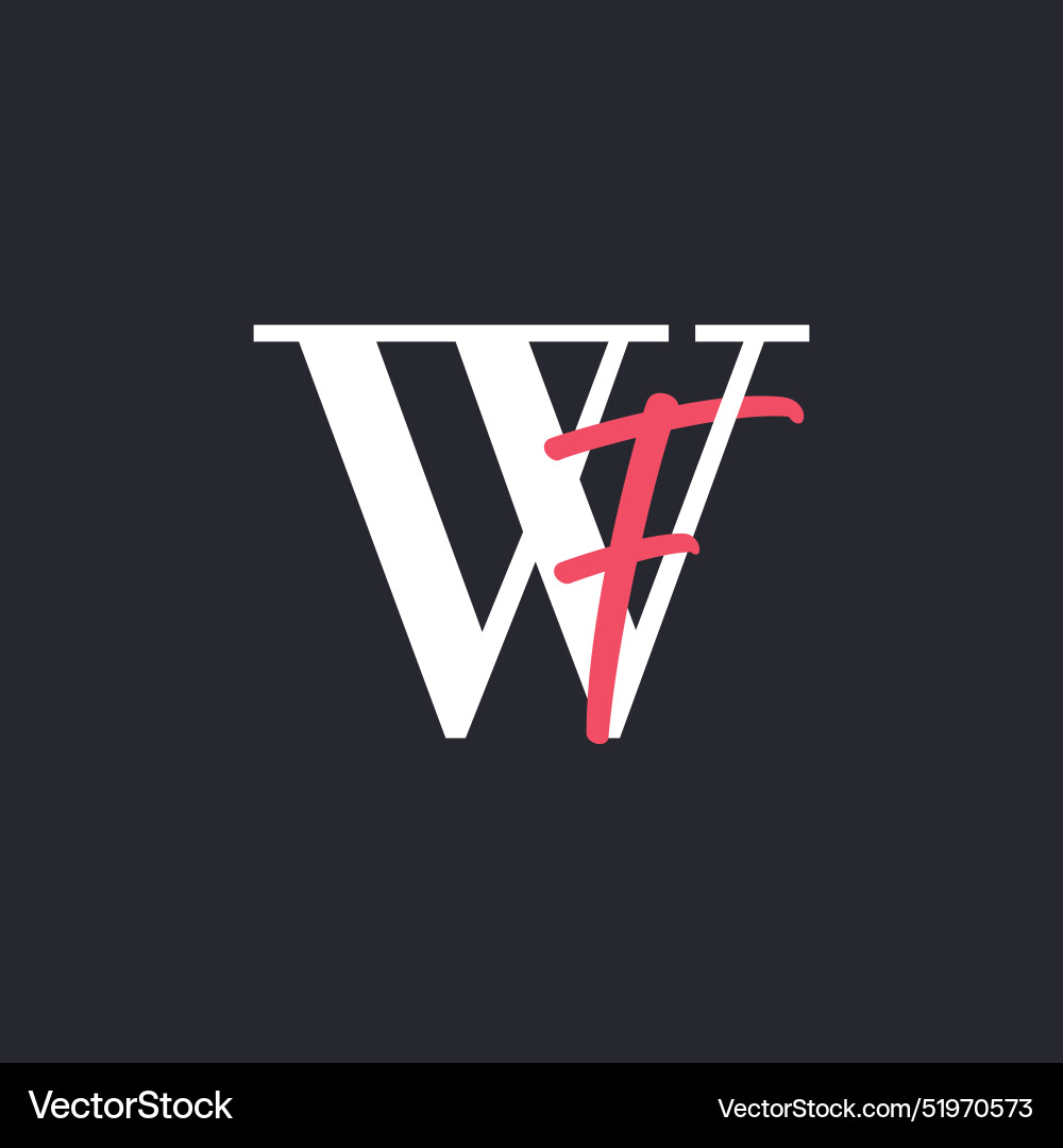 Letter wf logo perfectly blended initials Vector Image