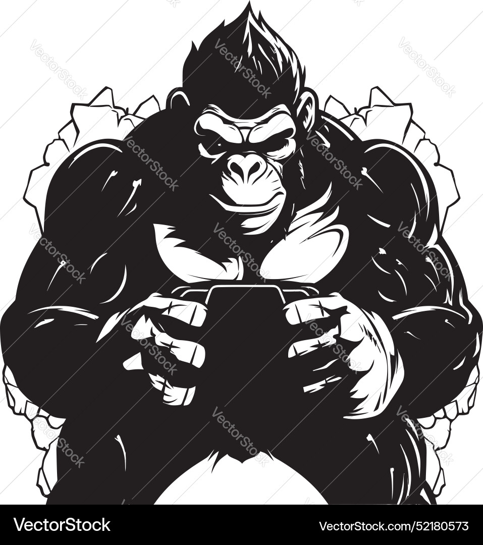 Mighty ape controller muscular icon logo primate Vector Image