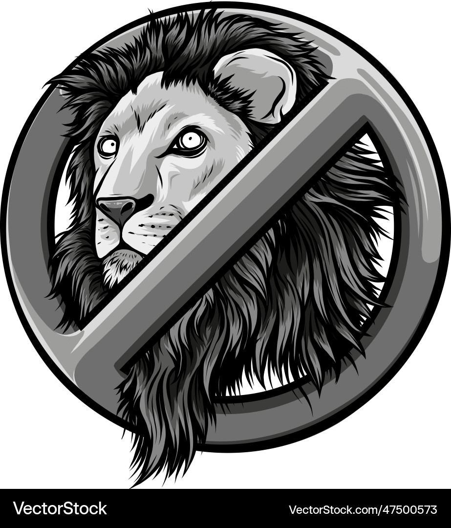 Monochromatic stop lion prohibited wild animal Vector Image