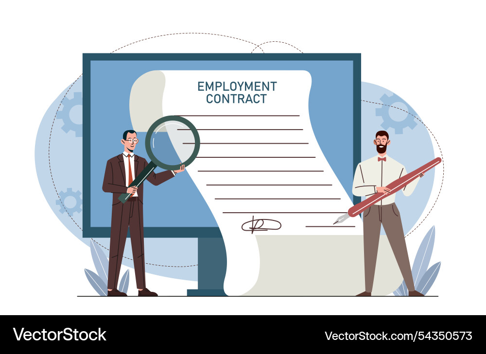 People with employment contract man pen Royalty Free Vector
