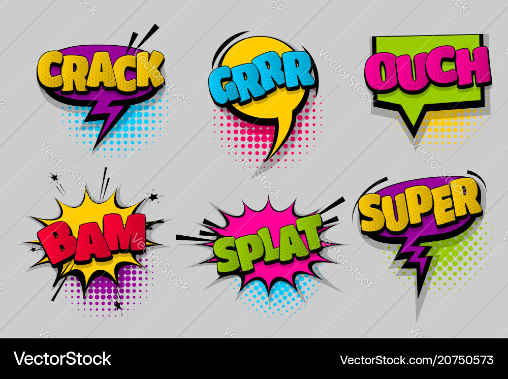 Set Comic Textsprache Blase Pop-Art Lizenzfreier Vektor