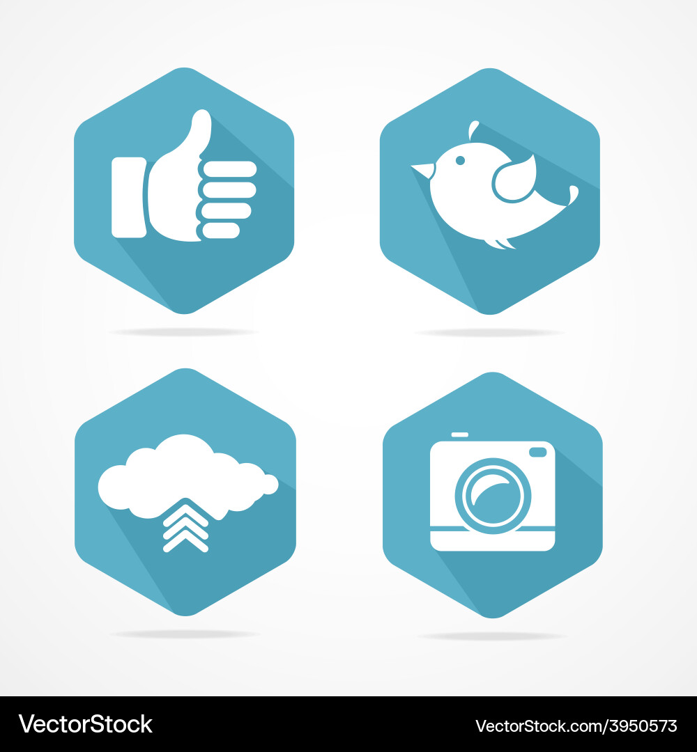 Social icons set flat design Royalty Free Vector Image