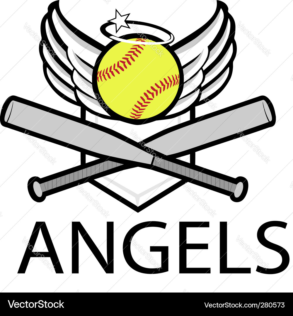 Softball Angels Logo Royalty Free Vector Image