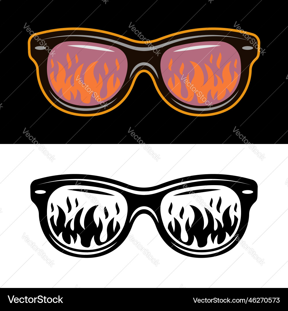 Sunglasses that reflect flame Royalty Free Vector Image