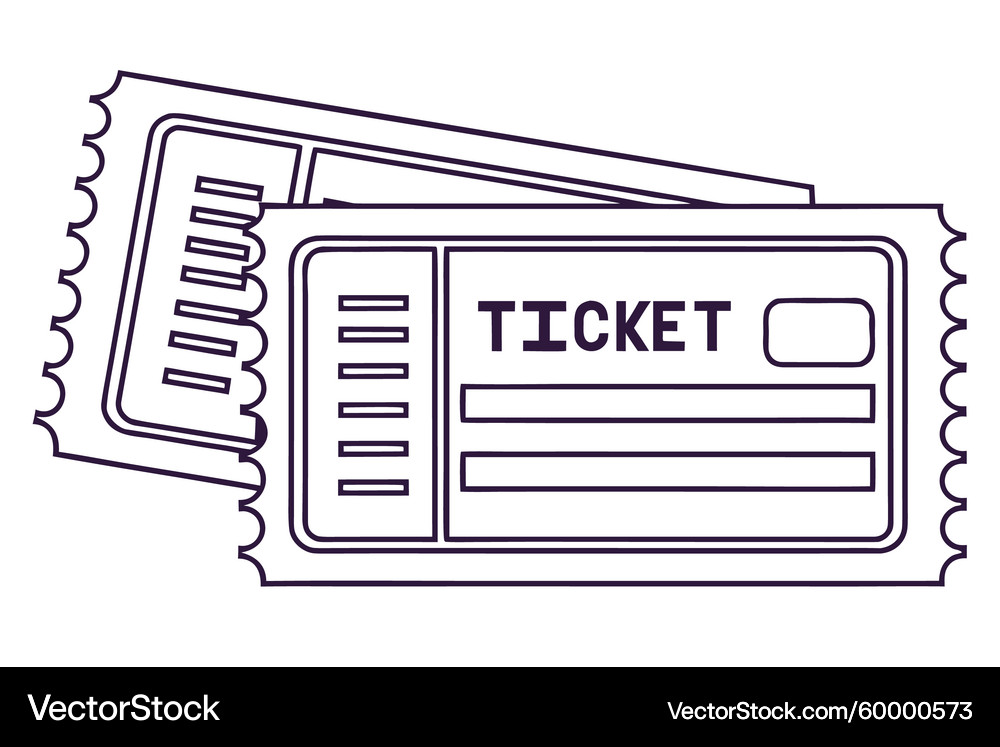 Two outline tickets with perforated edges Vector Image