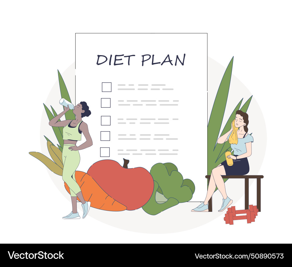 Women with diet plan simple Royalty Free Vector Image