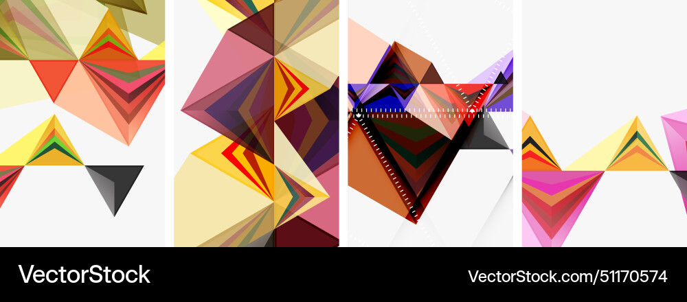 A collage of colorful triangles on white Vector Image