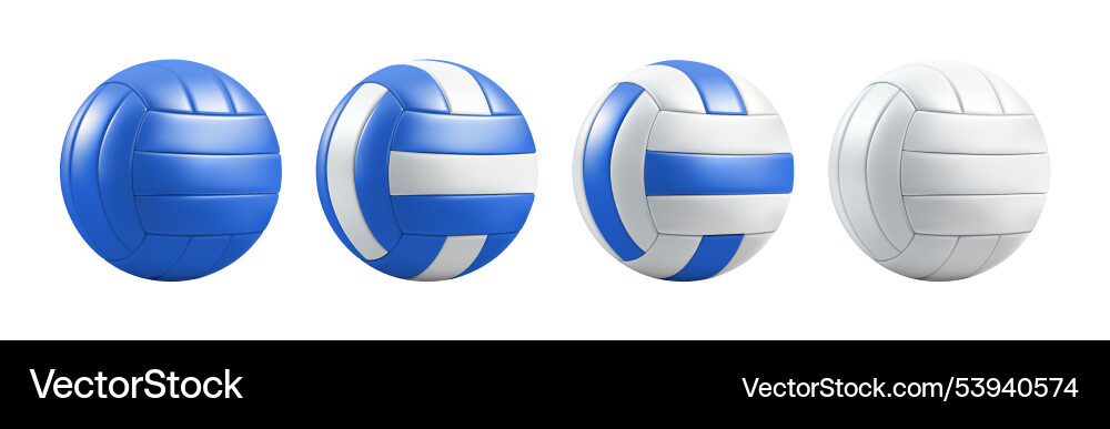 Blue color volleyball set 3d realistic Royalty Free Vector