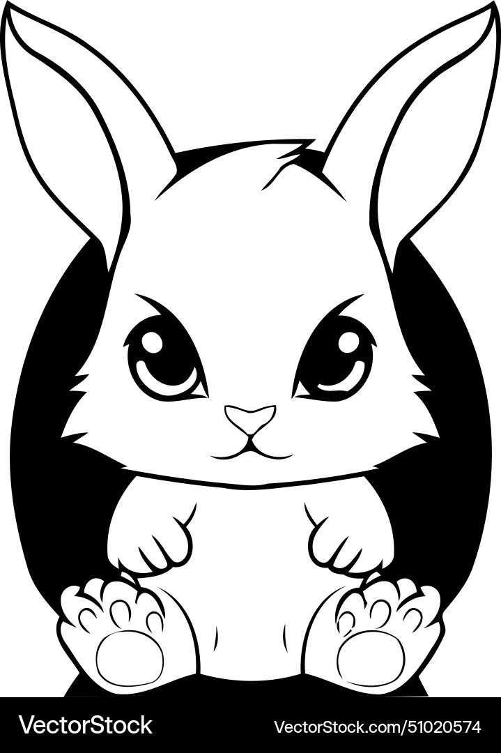 Cute little bunny sitting on a white background Vector Image