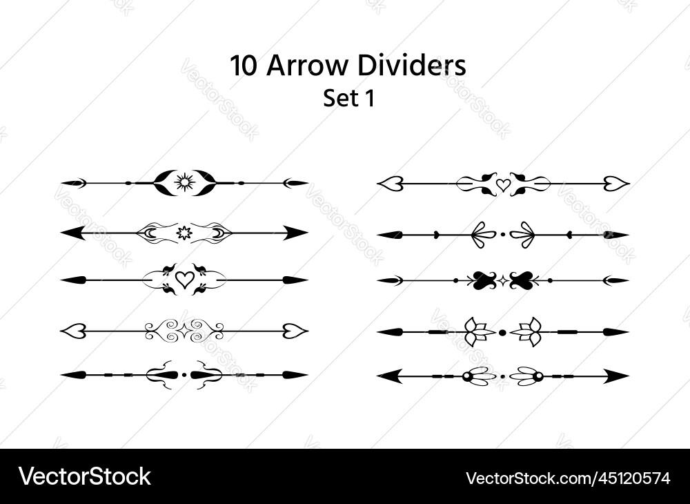 Decorative arrows vignettes text dividers Vector Image