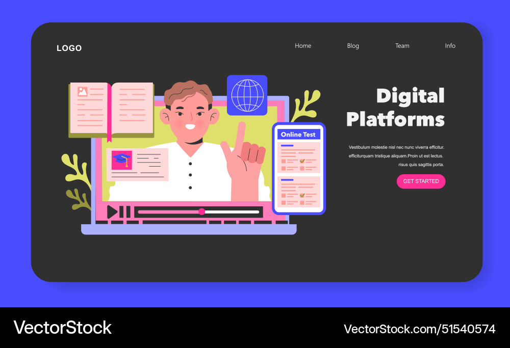 Digital platforms concept an instructor points Vector Image