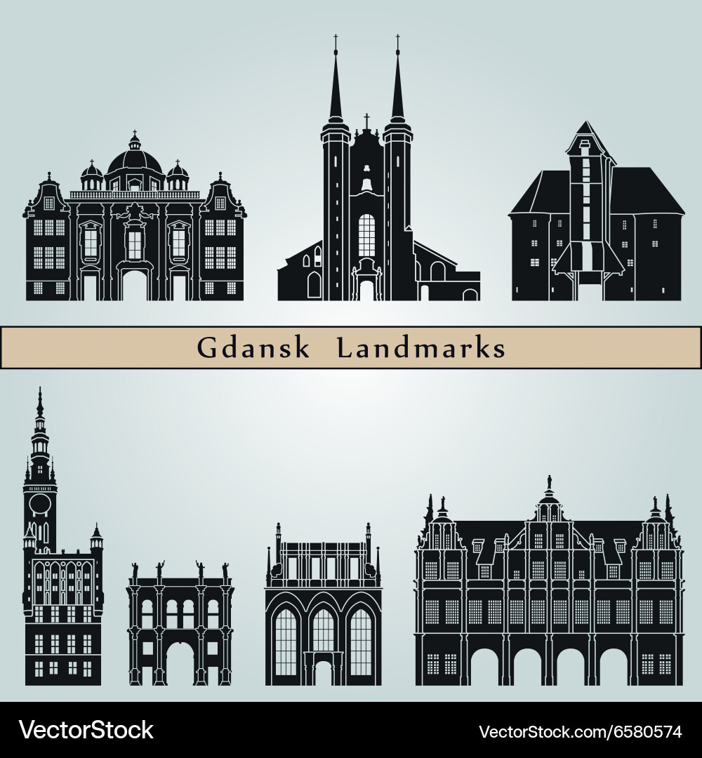 Gdansk landmarks and monuments Royalty Free Vector Image