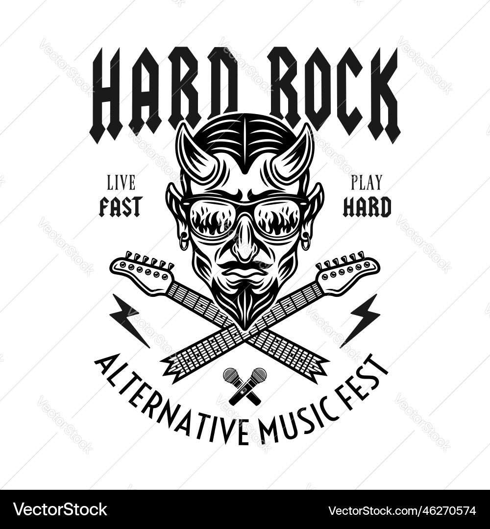 Hard rock emblem label badge or logo Royalty Free Vector