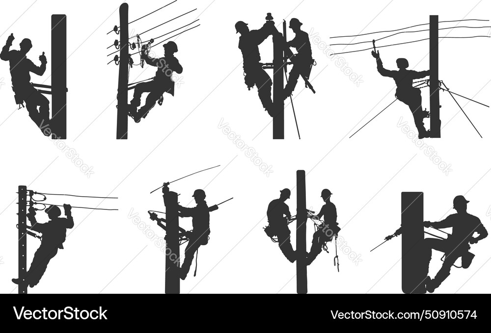 Lineman silhouette svg line worker Royalty Free Vector Image