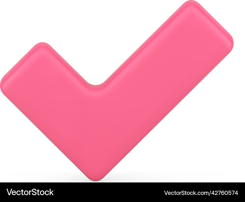Pink realistic confirm check mark badge glossy Vector Image
