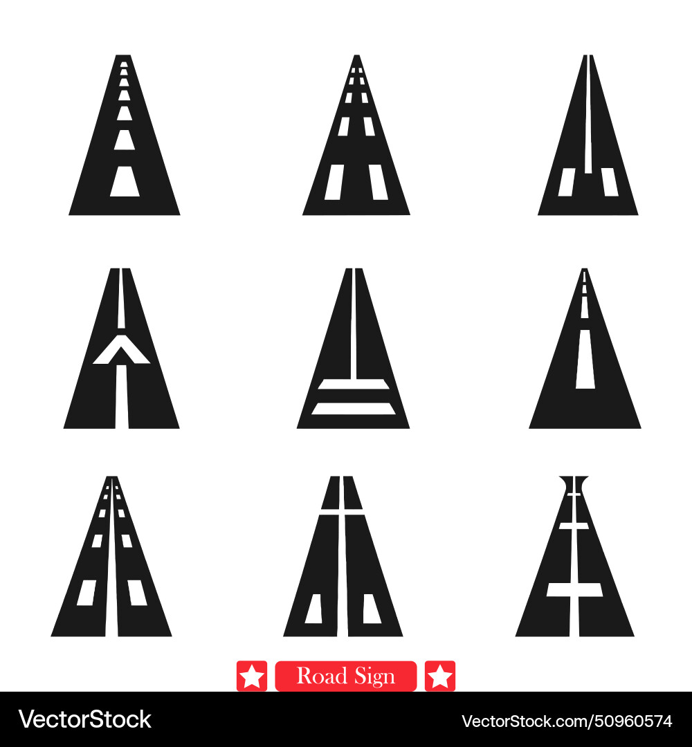 Roadway essentials modern road sign silhouettes Vector Image